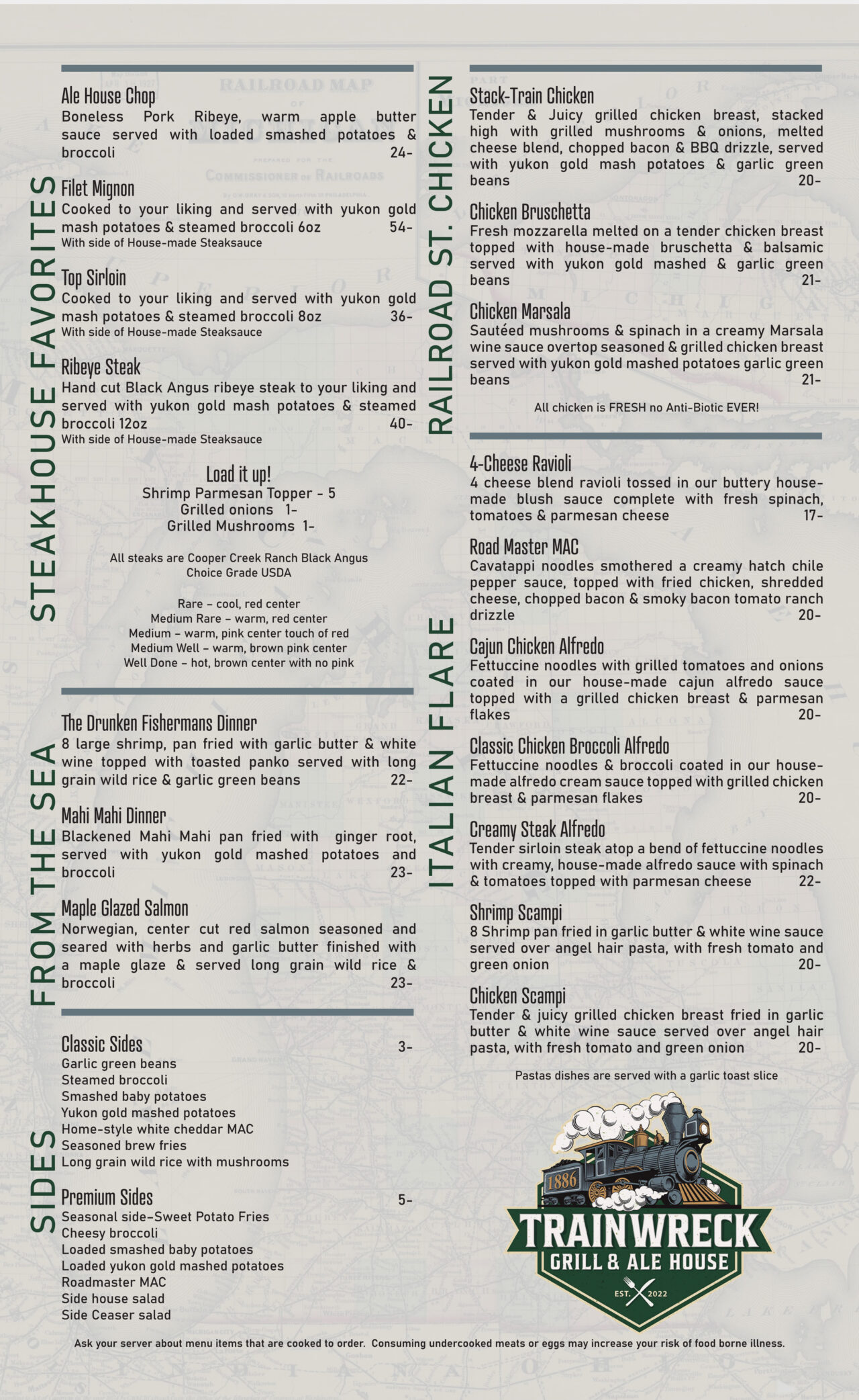 Menu - Trainwreck Grill & Ale House