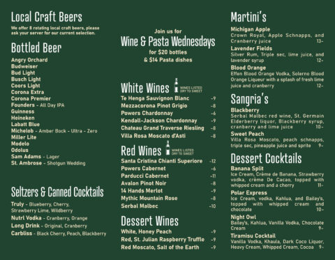 Menu - Trainwreck Grill & Ale House